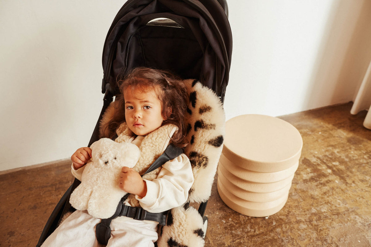 BINIBAMBA Leopard Sheepskin Buggy Liner