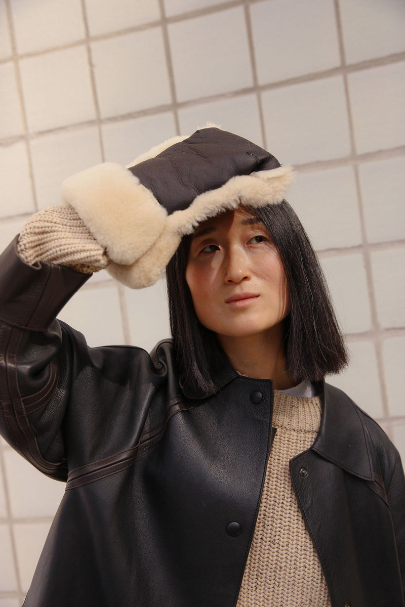 BINIBAMBA Limited-edition Leather & Sheepskin Buggy Mittens