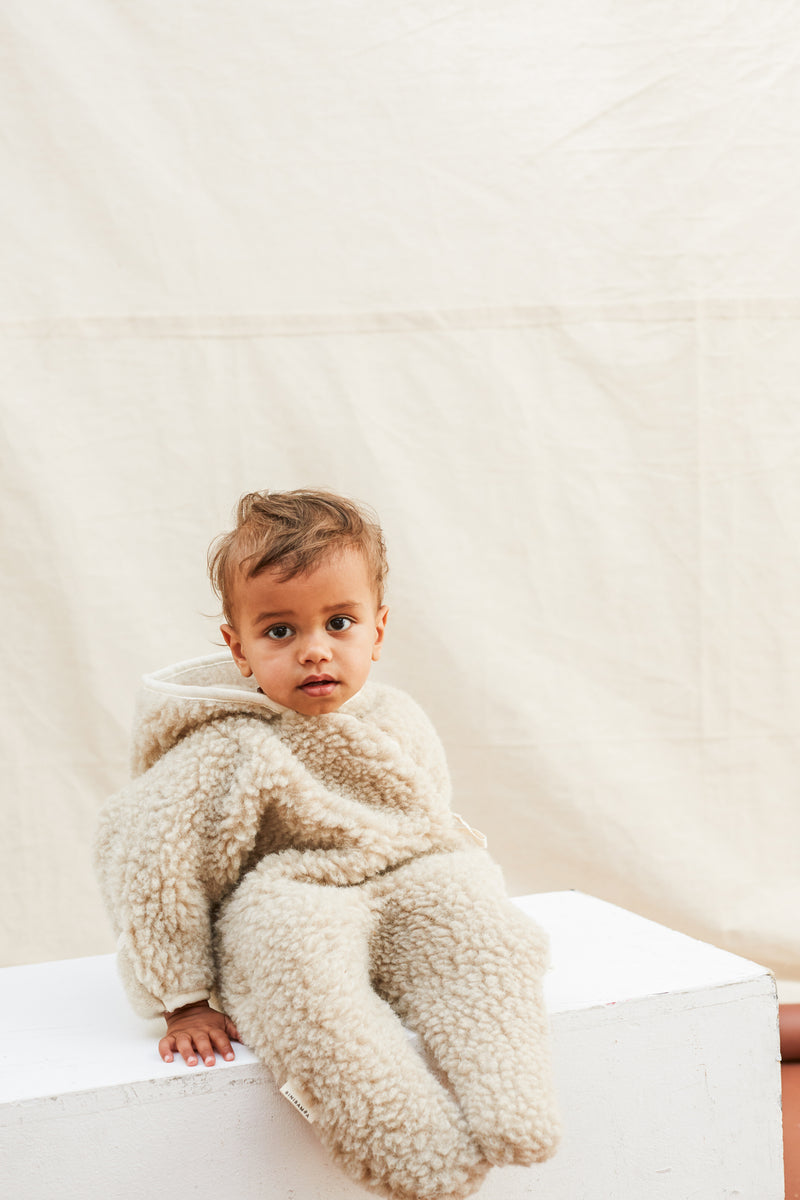 HARRODS X BINIBAMBA MERINO WOOL SNUGGLESUIT BABY ROMPER